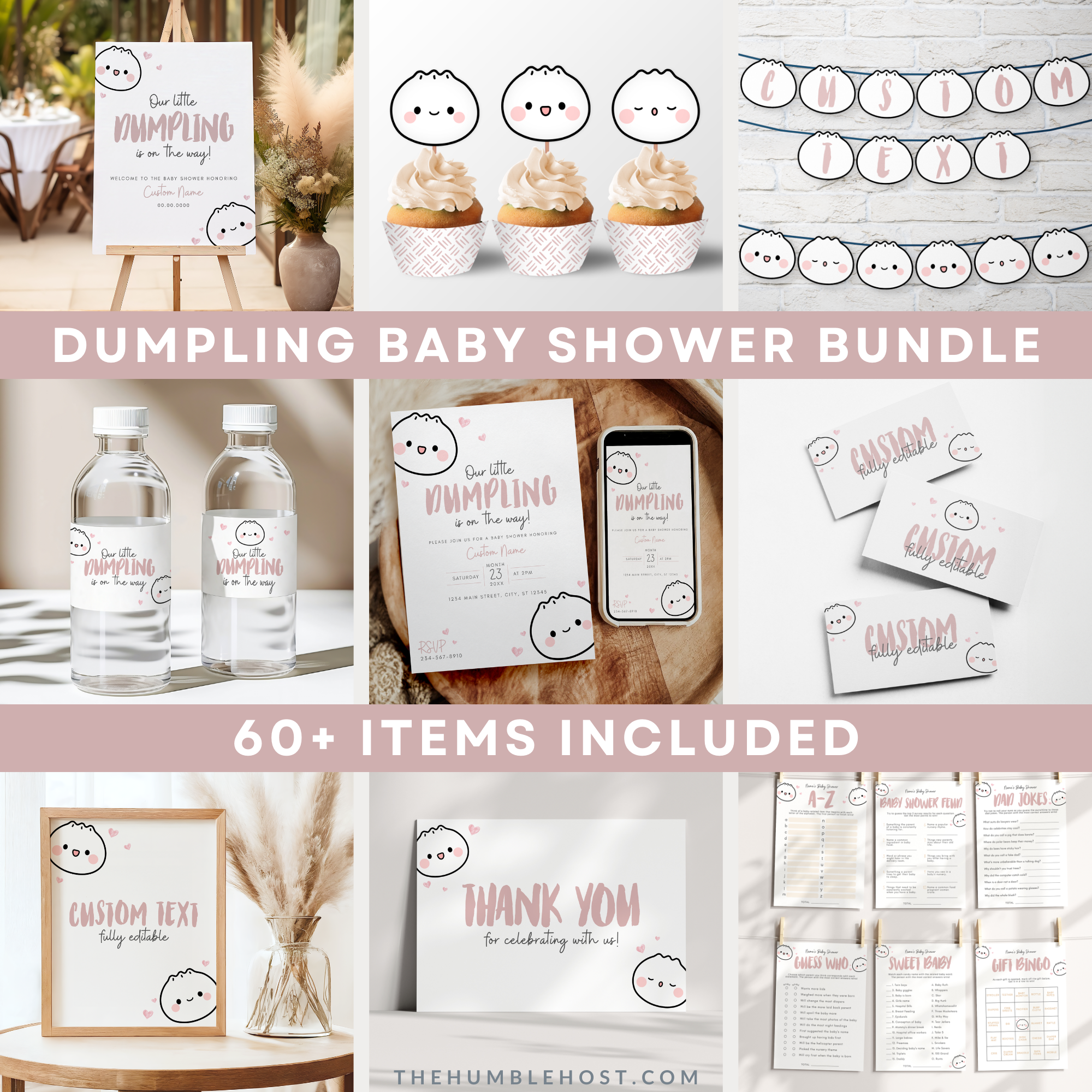 Little Dumpling Baby Shower Bundle | Cute Dumpling Baby Shower Templat ...