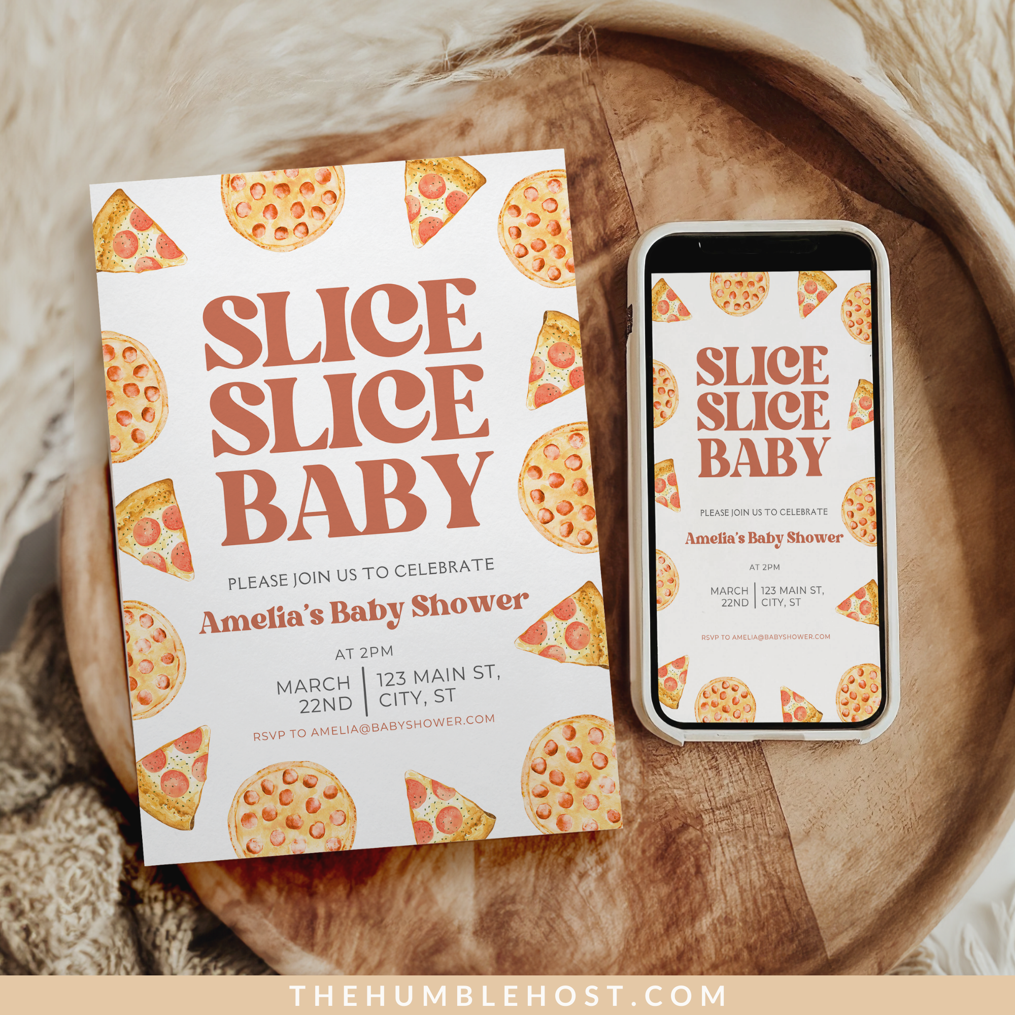 Slice Slice Baby Invitation Set | Pizza Baby Shower Invitation Suite ...