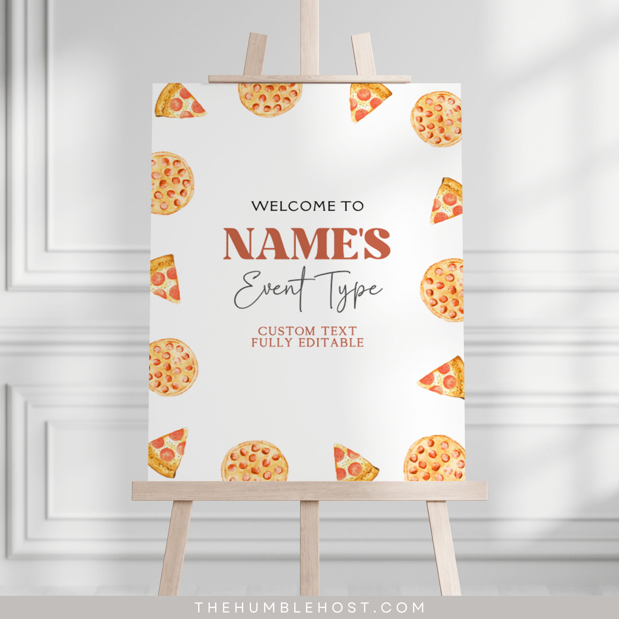 Pizza Welcome Sign | Printable Pizza Themed Event Poster | Editable Te ...